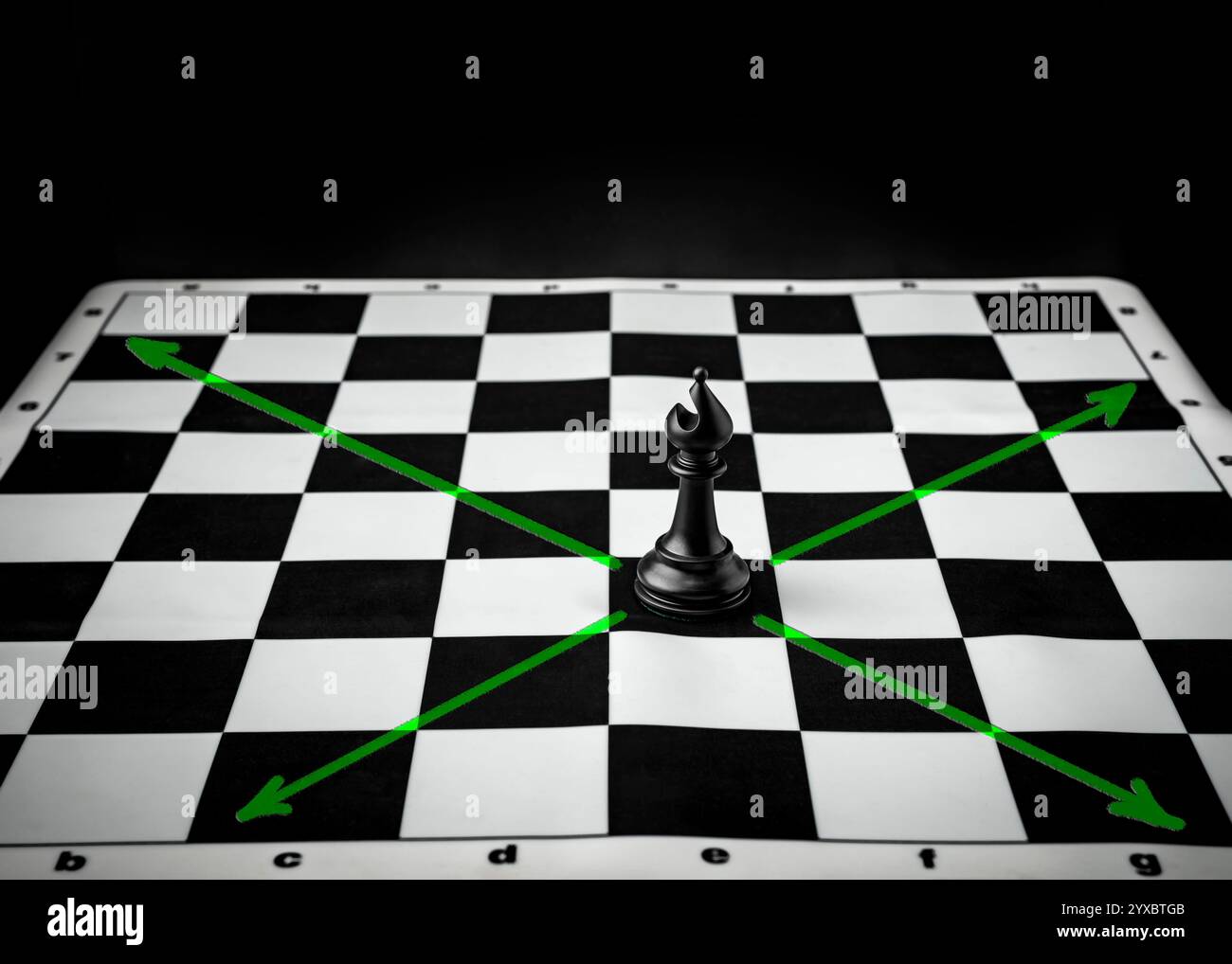 The Bishop, how Chess Pieces move on the chessboard, the moves marked ...
