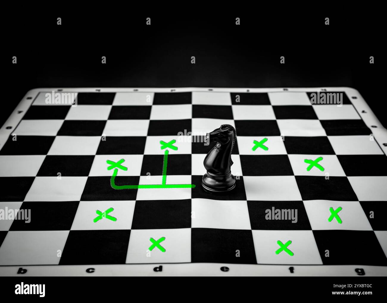 The Knight, how Chess Pieces move on the chessboard, the moves marked ...
