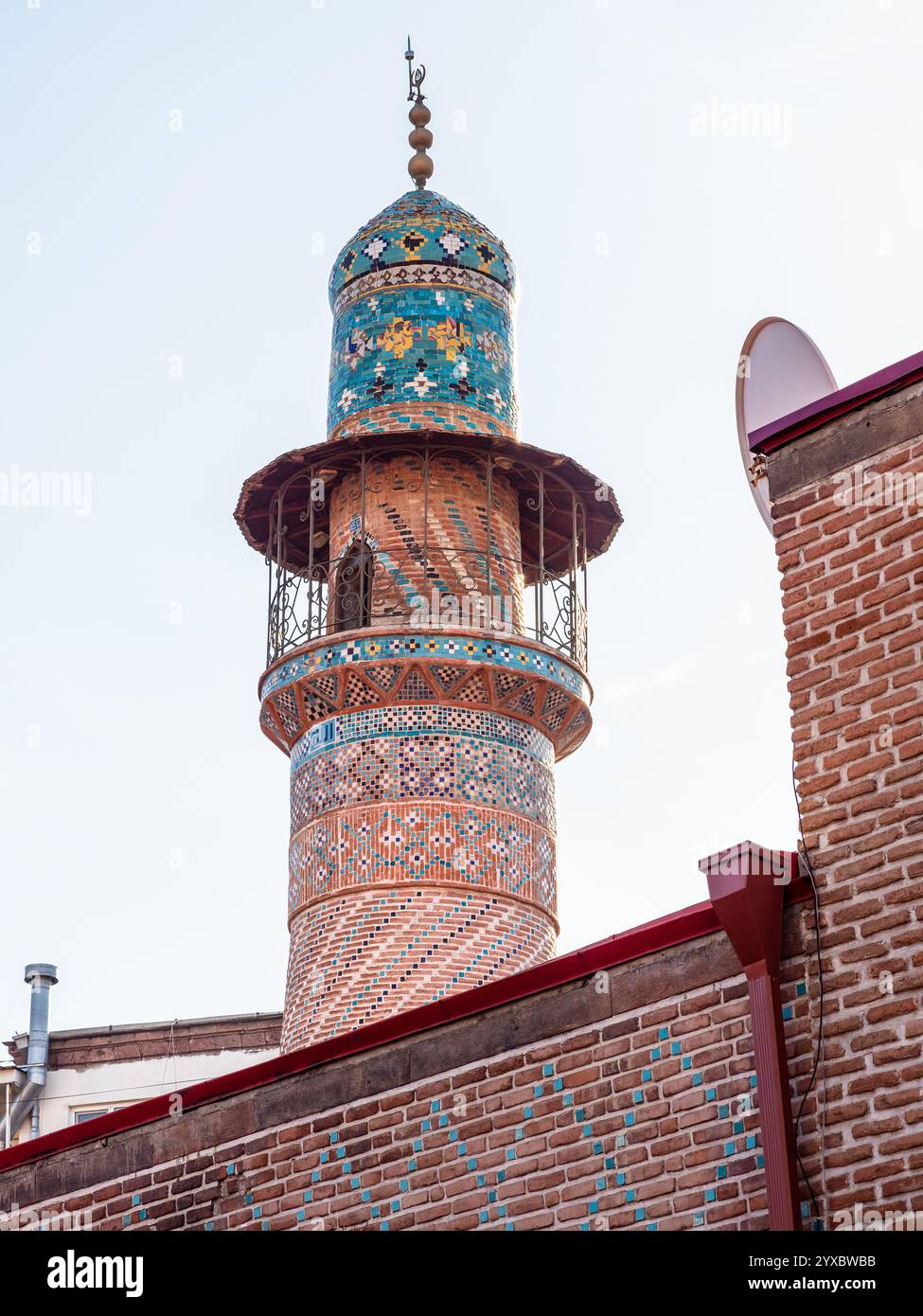 minaret of Blue Mosque in Yerevan city. Blue Mosque is Persian Shia ...
