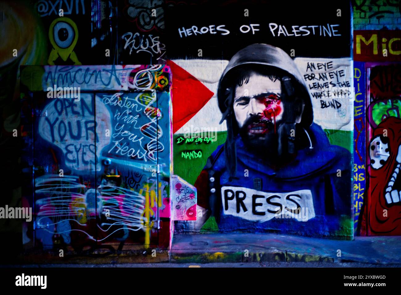 Houses of Palestine Street Art, Leake St Arches, Waterloo, London Stock ...