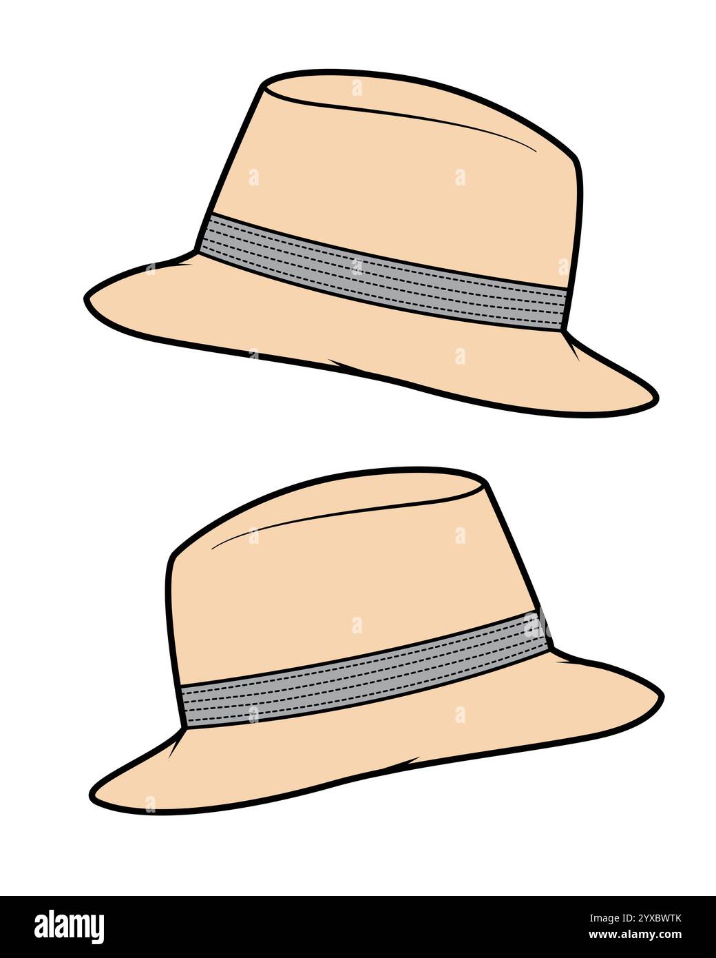 Female school hat technical illustration vector mockup template Stock ...