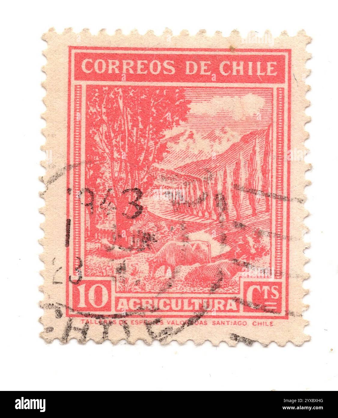 A vintage postage stamp from Chile isolated on a white background Stock ...