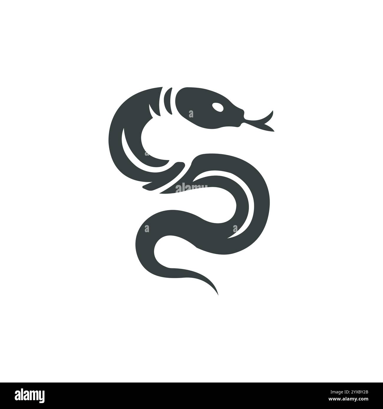Snake symbol of 2025. Black simple snake logo. Snake silhouette. Vector ...