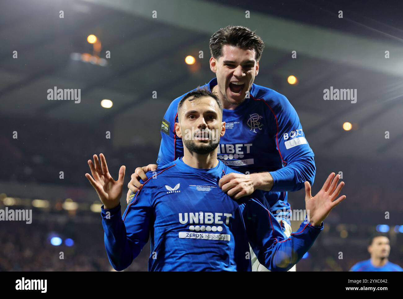 Rangers' Nedim Bajrami celebrates scoring their side's first goal of ...
