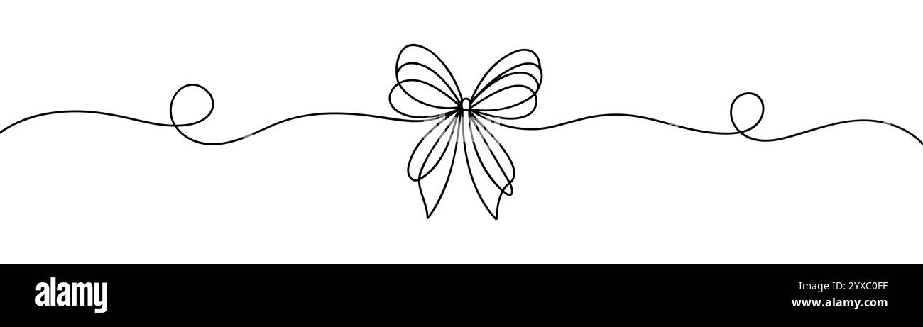 Continuous line drawing of decorative ribbon bow. Vector illustration ...