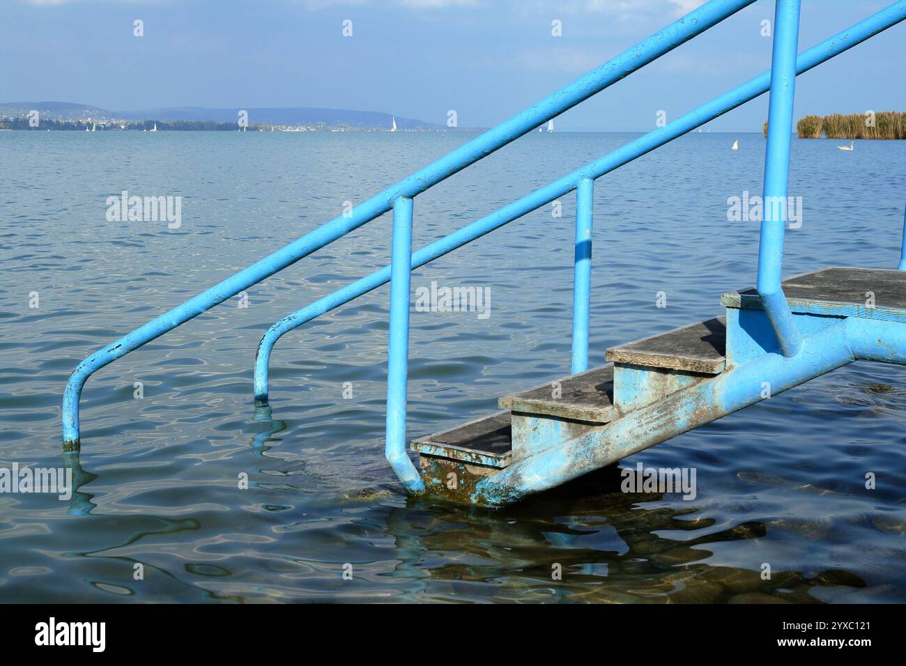 Stair on a Tihany free beach Stock Photo - Alamy