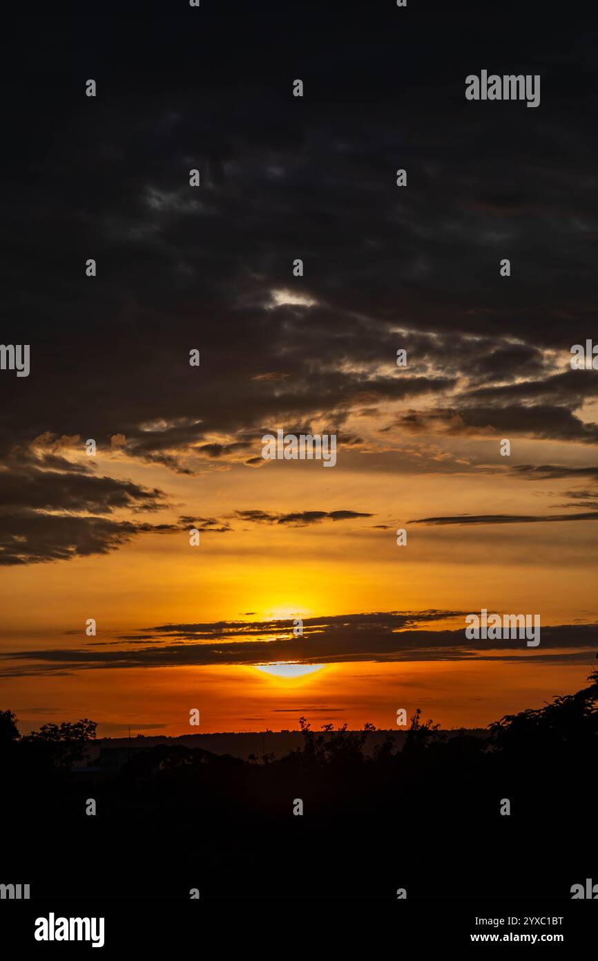 Dramatic sunrise with intense natural orange lights and idyllic ...