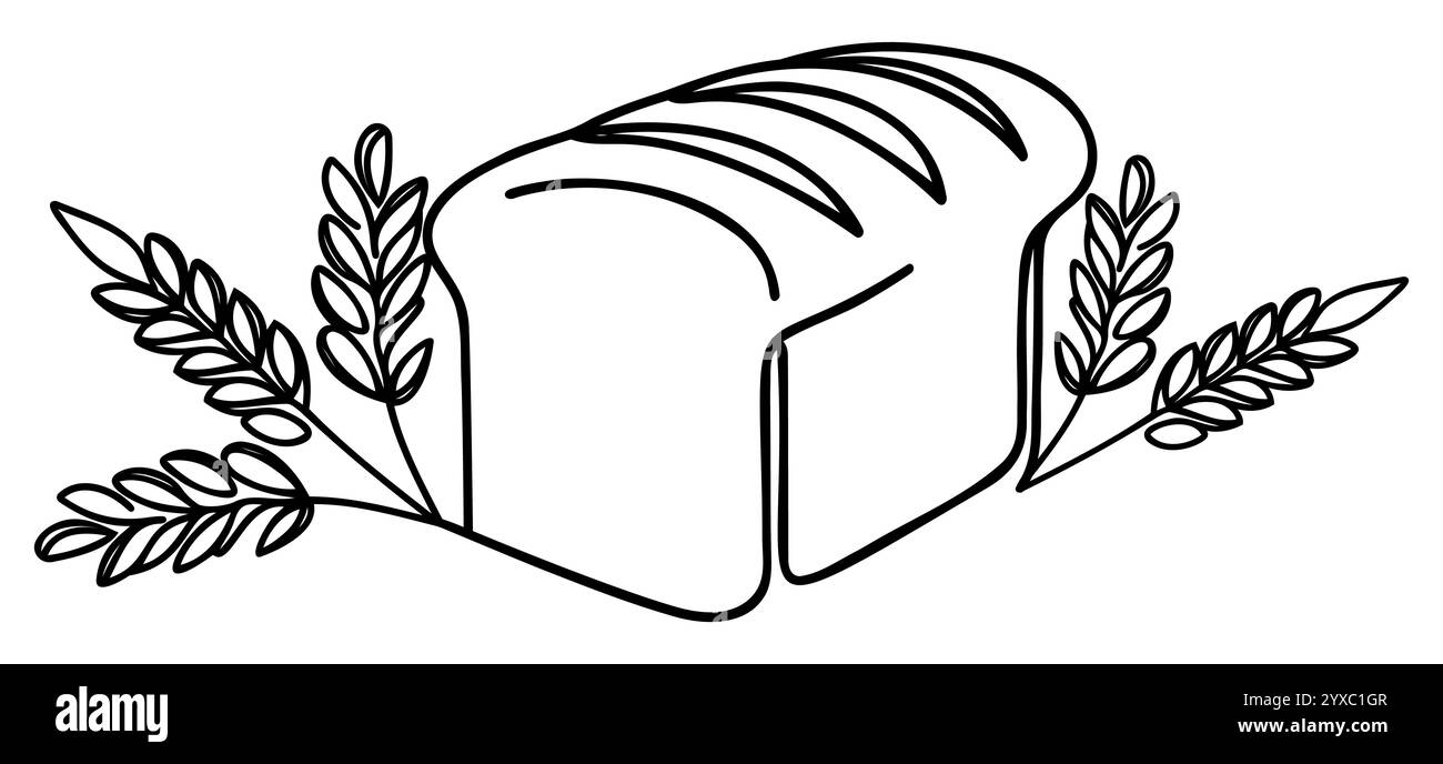 Freshly baked bread Continuous one line drawing Stock Vector Image ...