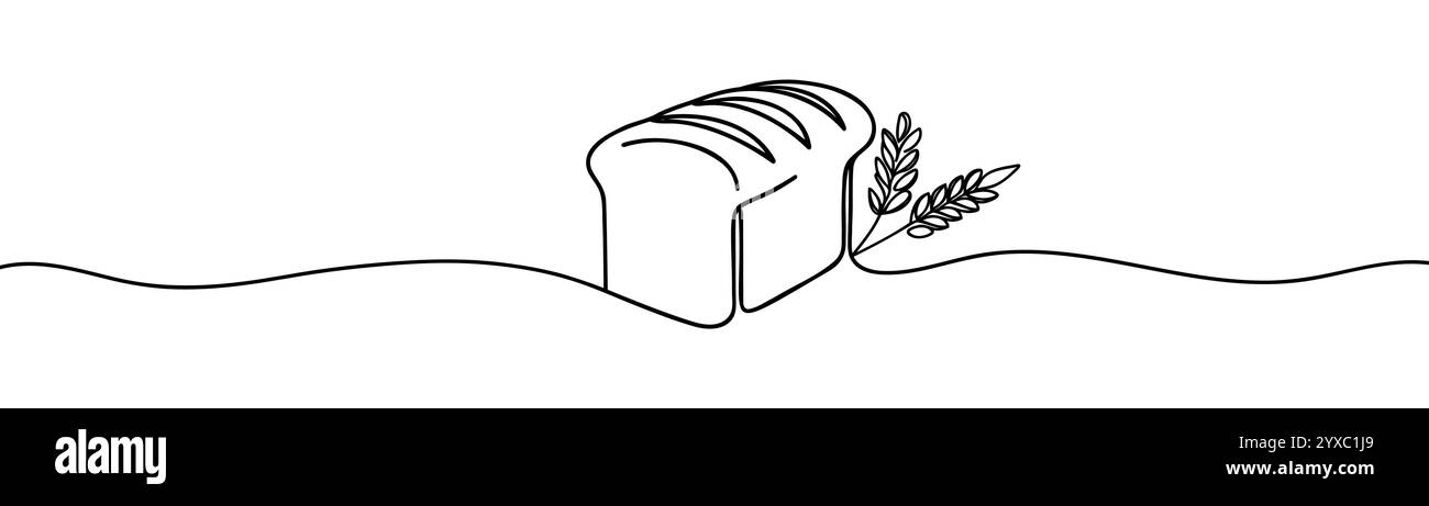 Freshly baked bread Continuous one line drawing Stock Vector Image ...