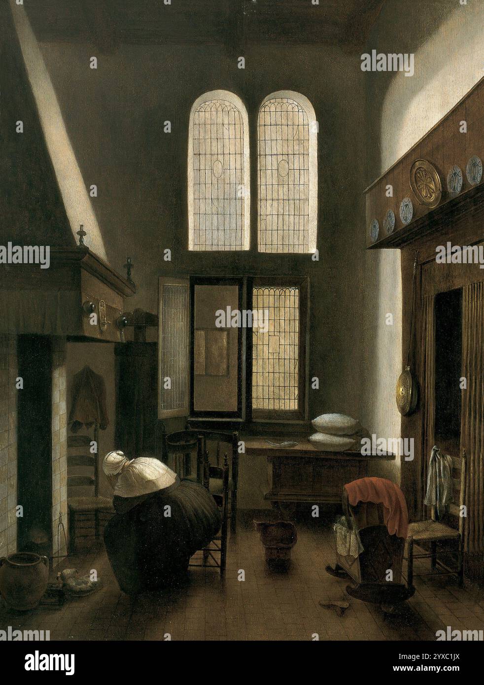 Title: Interior with a Woman Seated by a Hearth Artist: Jacobus Vrel ...