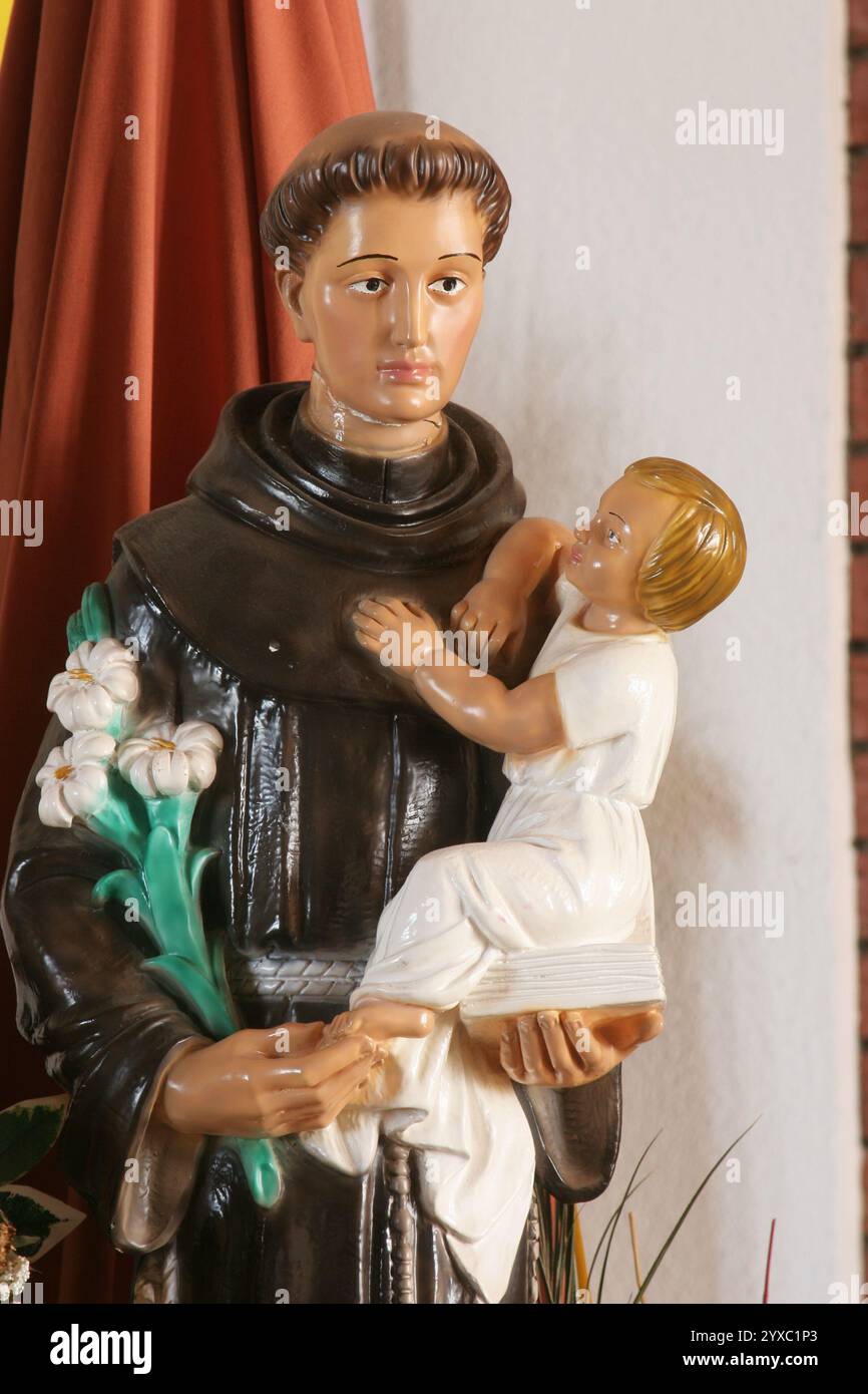 Saint Anthony of Padua, statue in Church of Saint Nicholas Tavelic in Slavonski Brod, Croatia ...