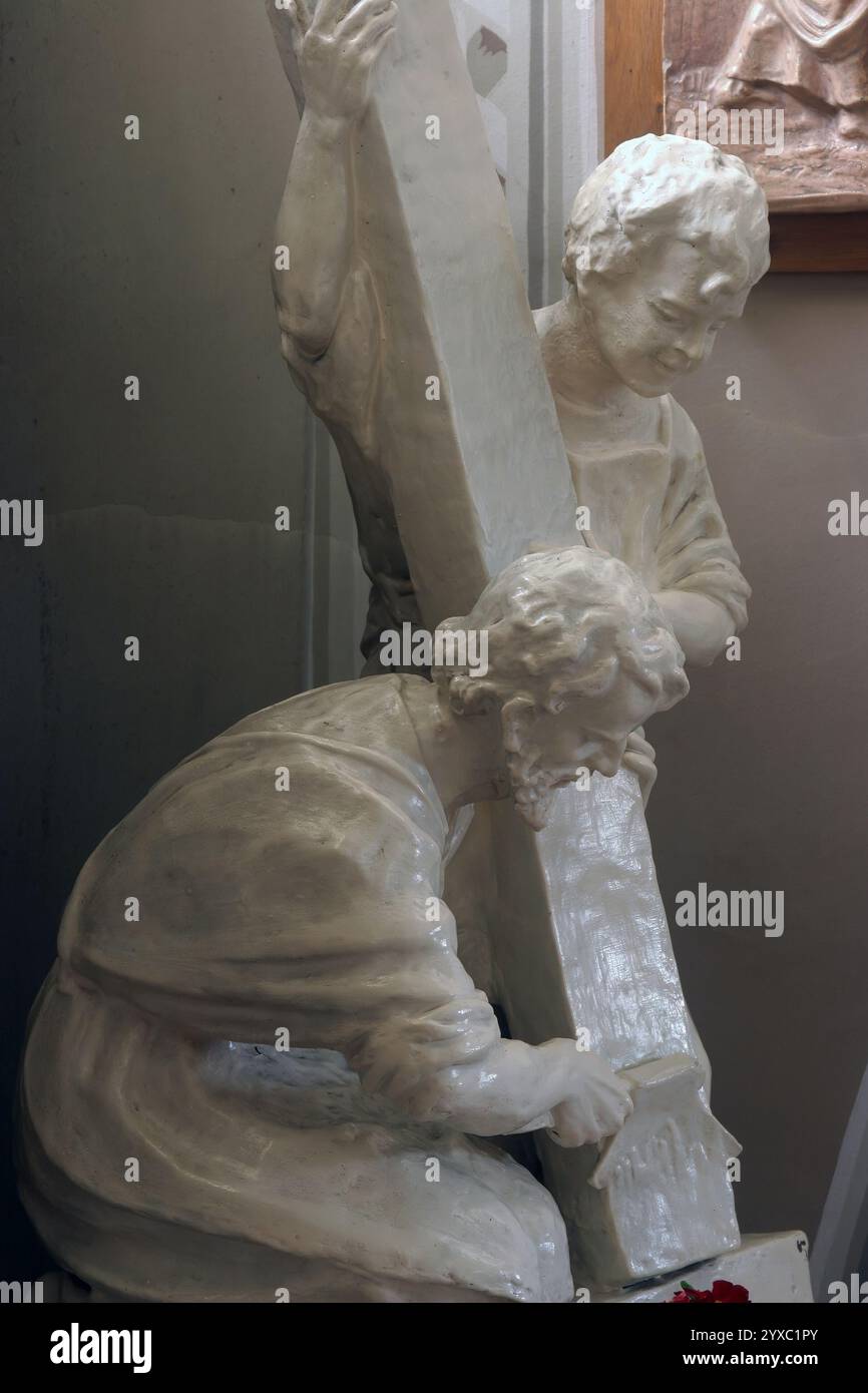 Saint Joseph the Worker and child Jesus, statue in the church Our Lady ...