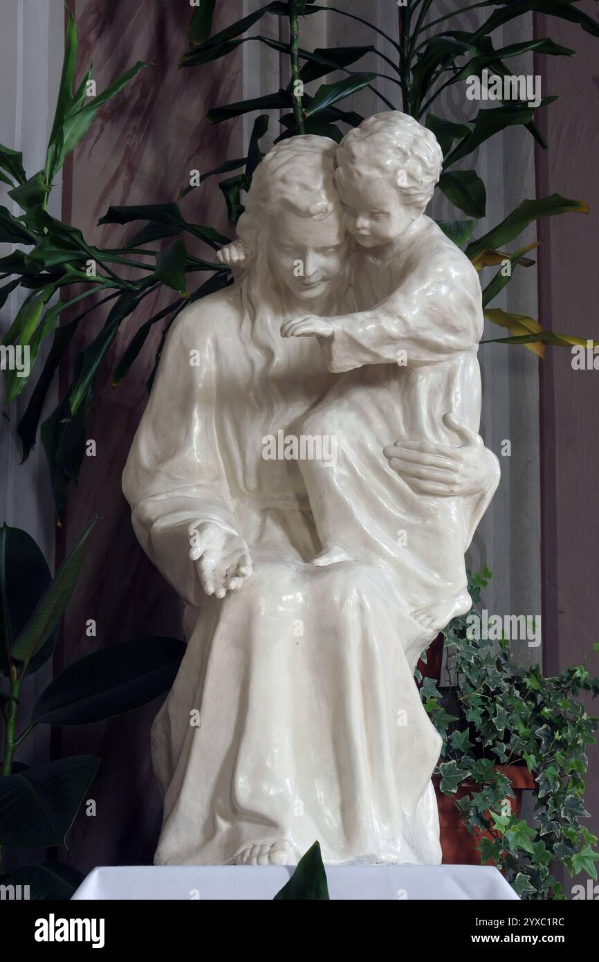 Blessed Virgin Mary with baby Jesus, statue in the church Our Lady of ...