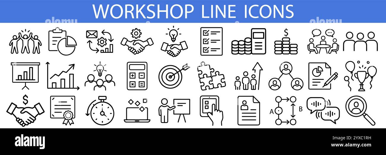 Workshop set of web icons in line style. Business Workshop icons for web and mobile app ...