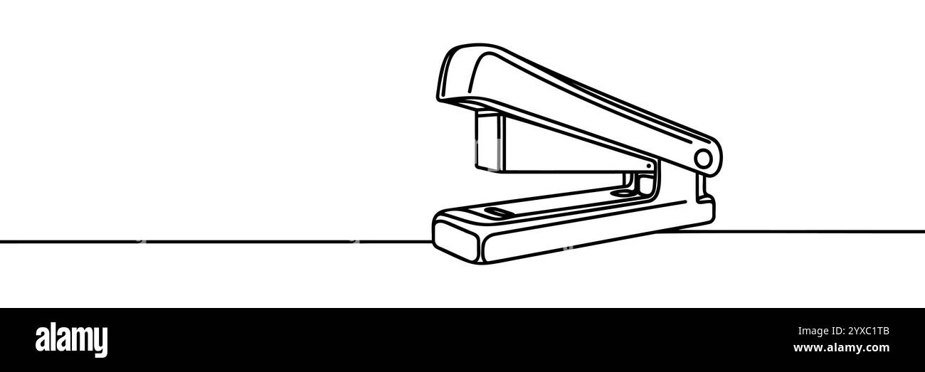 continuous line drawing of a stapler. Office and school supplies ...