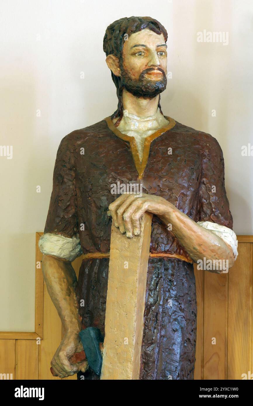 Saint Joseph the Worker, statue on the main altar in the parish church ...
