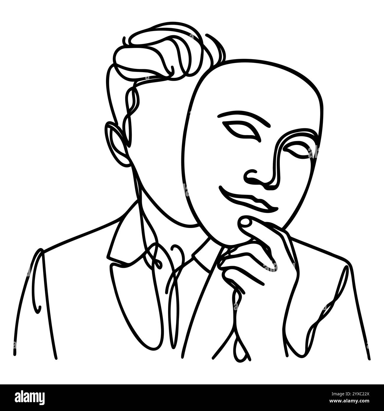 Theater actors with masks line drawn Stock Vector Image & Art - Alamy