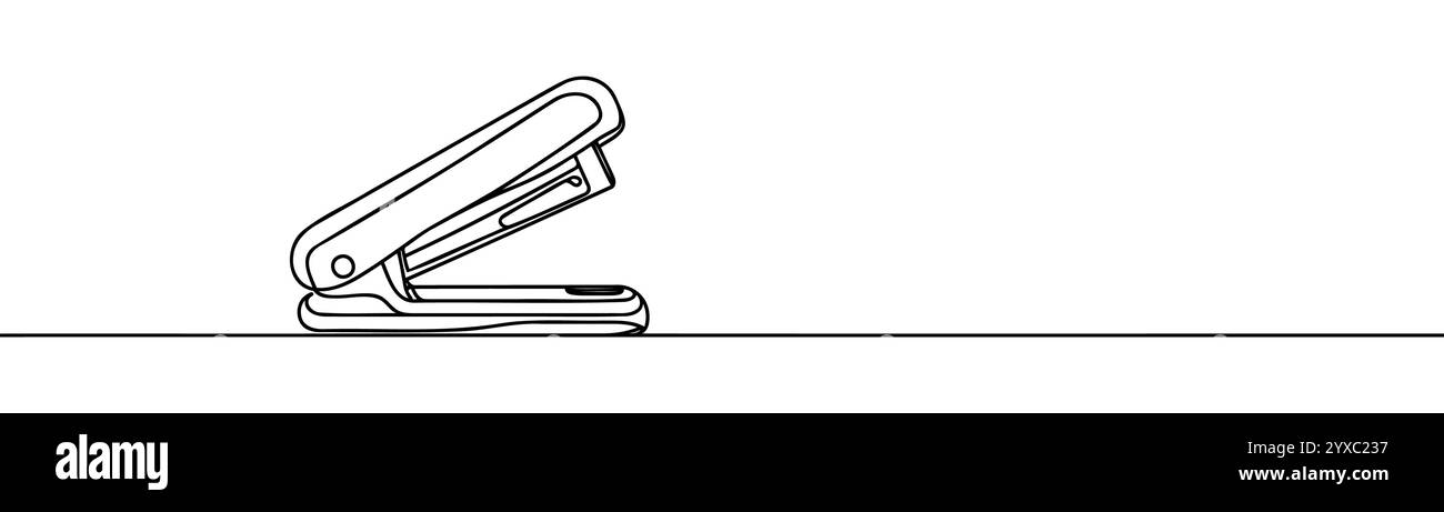 continuous line drawing of a stapler. Office and school supplies ...