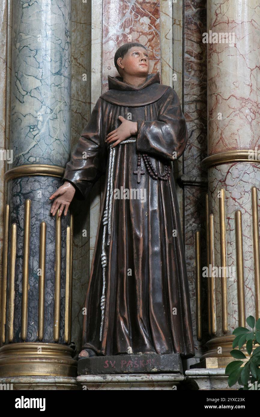 Saint Paschal, statue on the altar of Saint Anthony of Padua in the ...