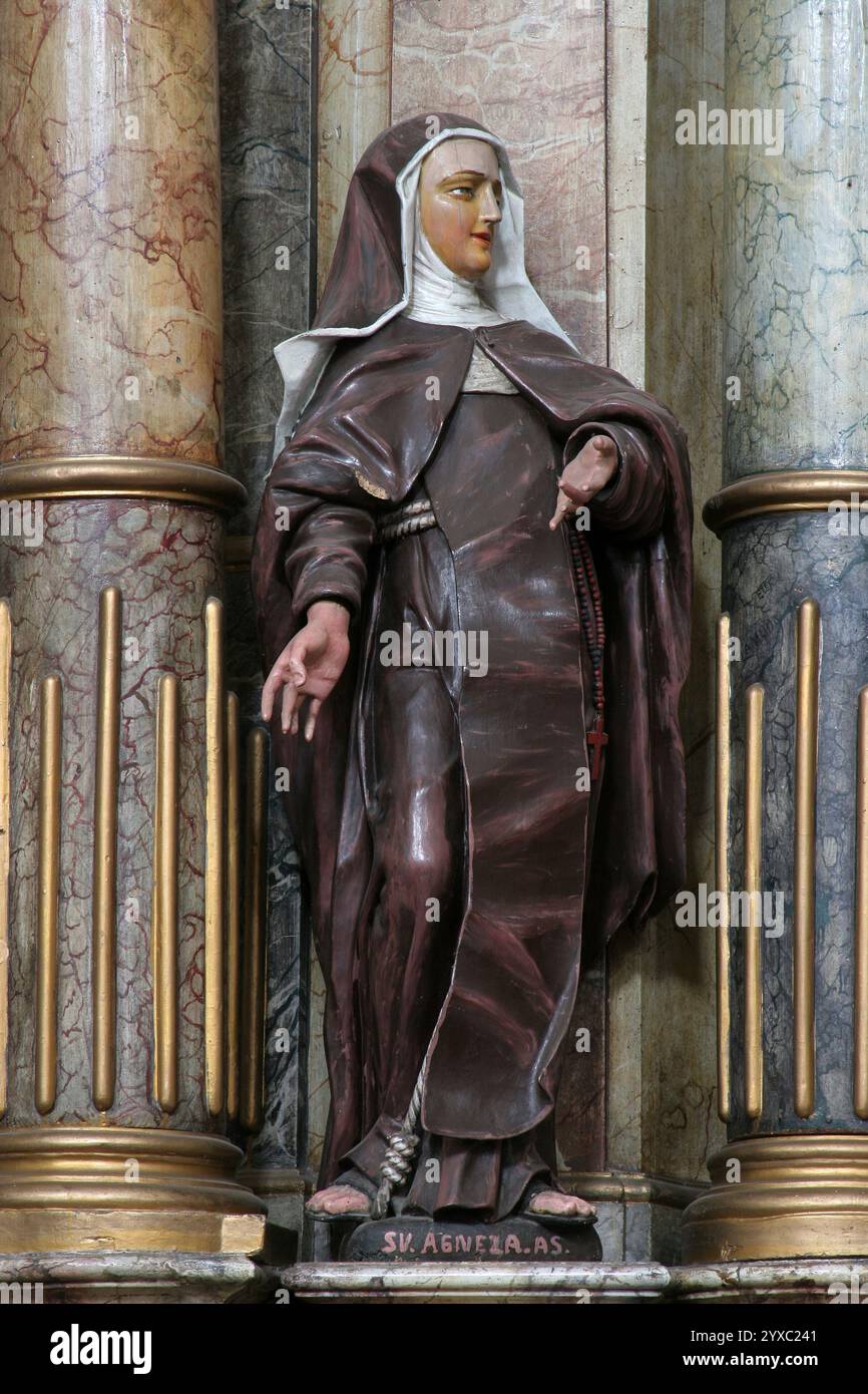 Saint Agnes of Rome, statue on the altar of Our Lady in the Franciscan ...