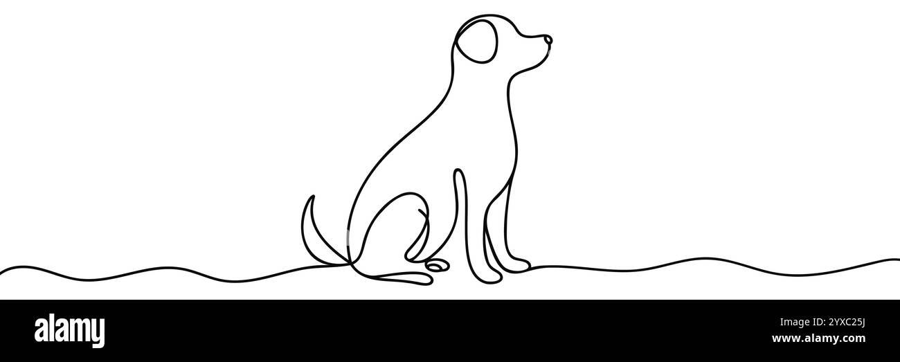 dog drawing in one continuous line, isolated, vector Stock Vector Image ...
