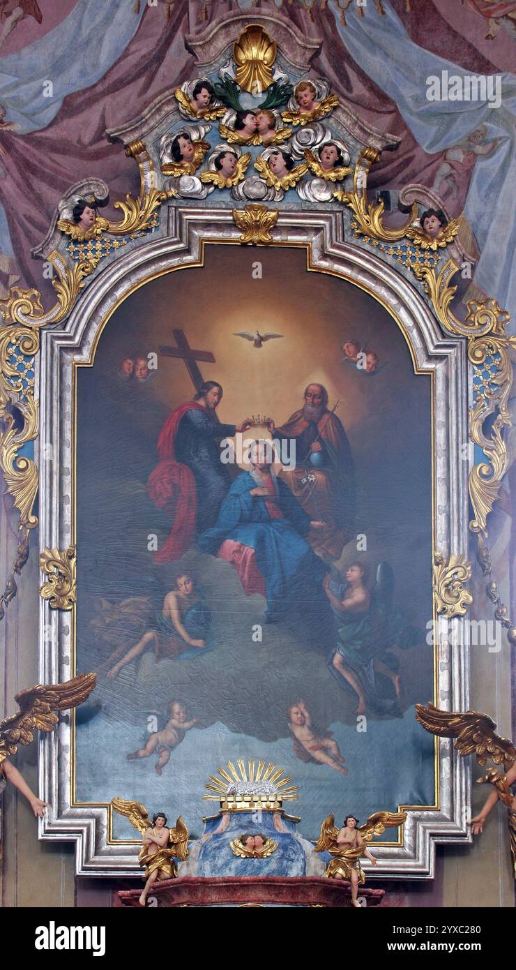 The Holy Trinity crowns the Virgin Mary, altarpiece on the main altar ...