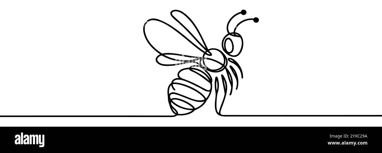 Continuous one line drawing of flaying bee. Simple illustration of ...