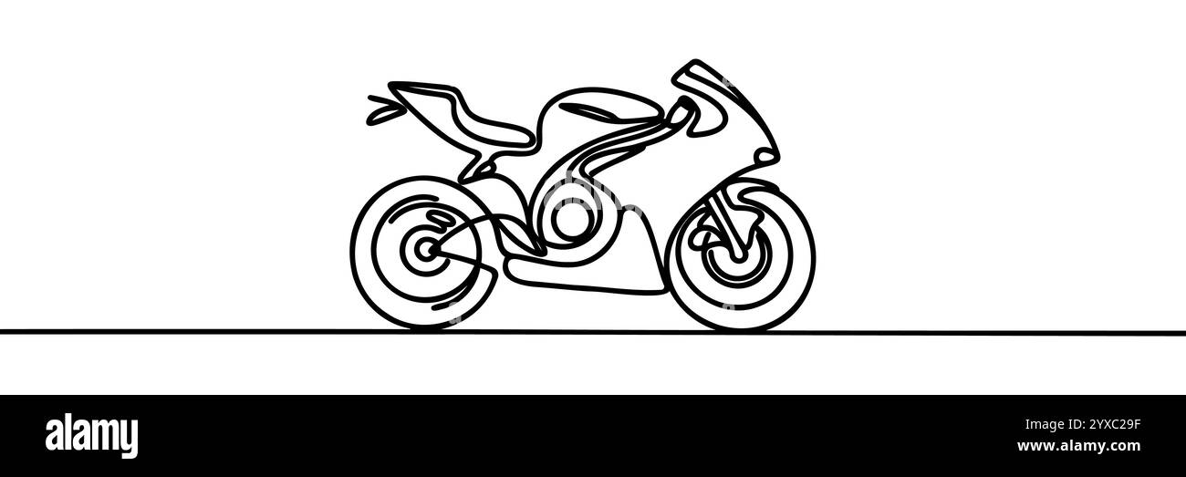 One single line drawing of vintage motorbike logo. Classic rural ...