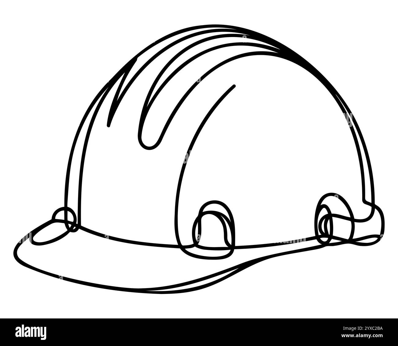 Safety helmets continuous one line drawing. construction concept ...