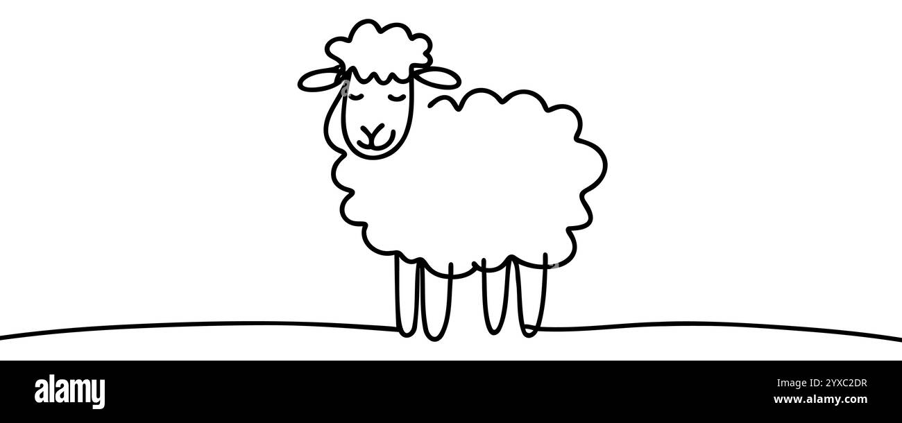 Minimalist one line ewe sheep Icon. Line drawing ewe tattoo. Ewe sheep ...