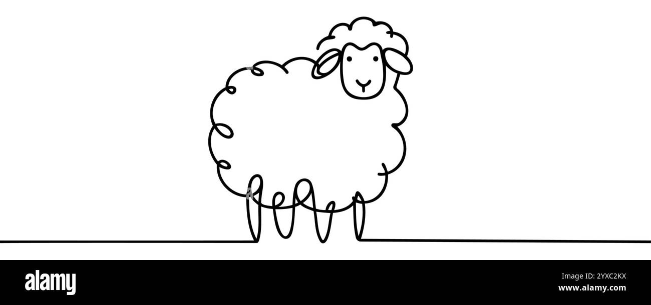 Minimalist one line ewe sheep Icon. Line drawing ewe tattoo. Ewe sheep ...