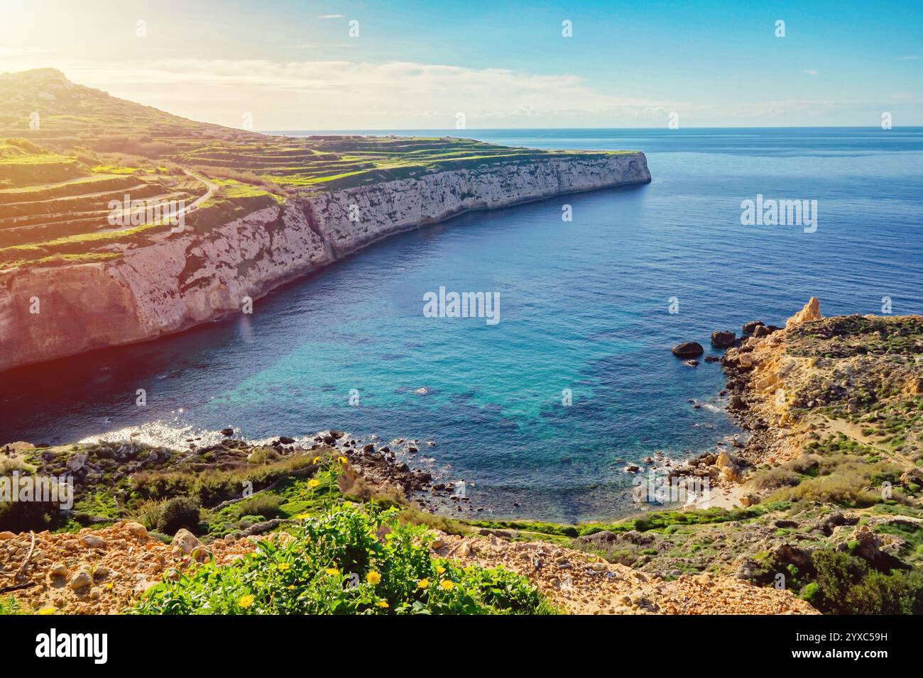 Scenic View of Fomm Ir-Rih Bay with Mediterranean Blue Waters and ...