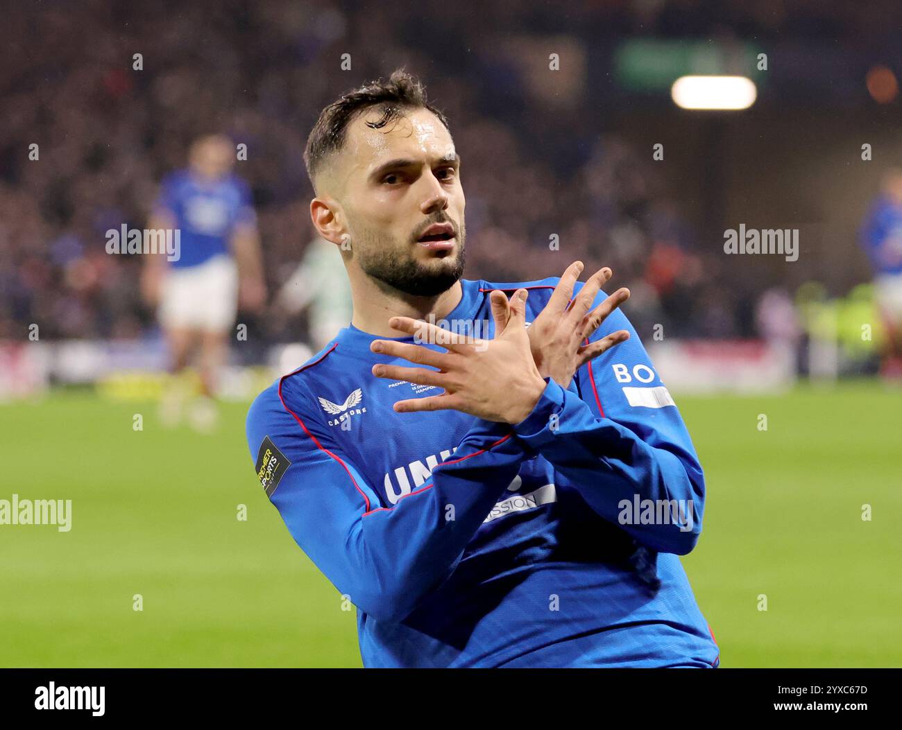 Rangers' Nedim Bajrami scores their side's first goal of the game ...