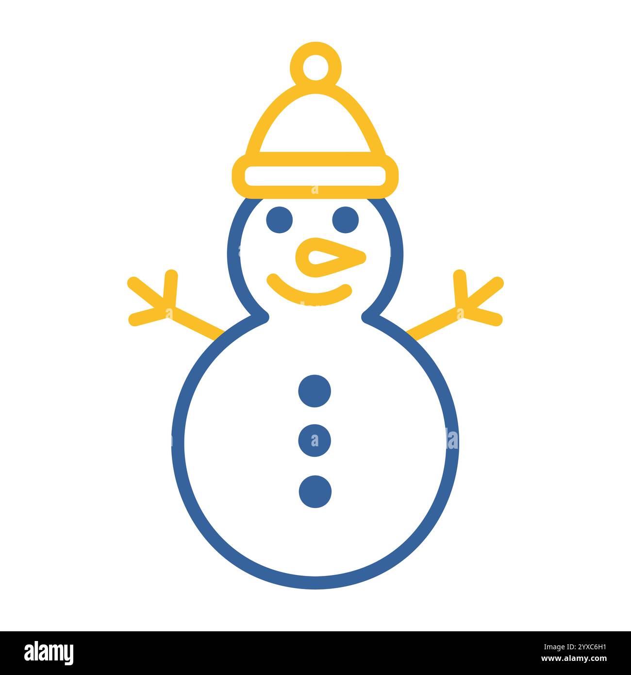 Happy winter snowman with hat vector icon. Winter sign. Graph symbol ...