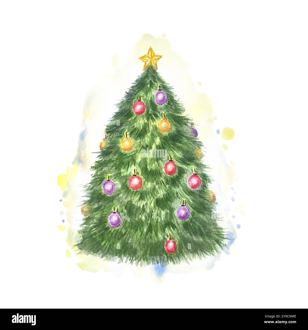 watercolor Christmas trees outline sketch illustration. design ...