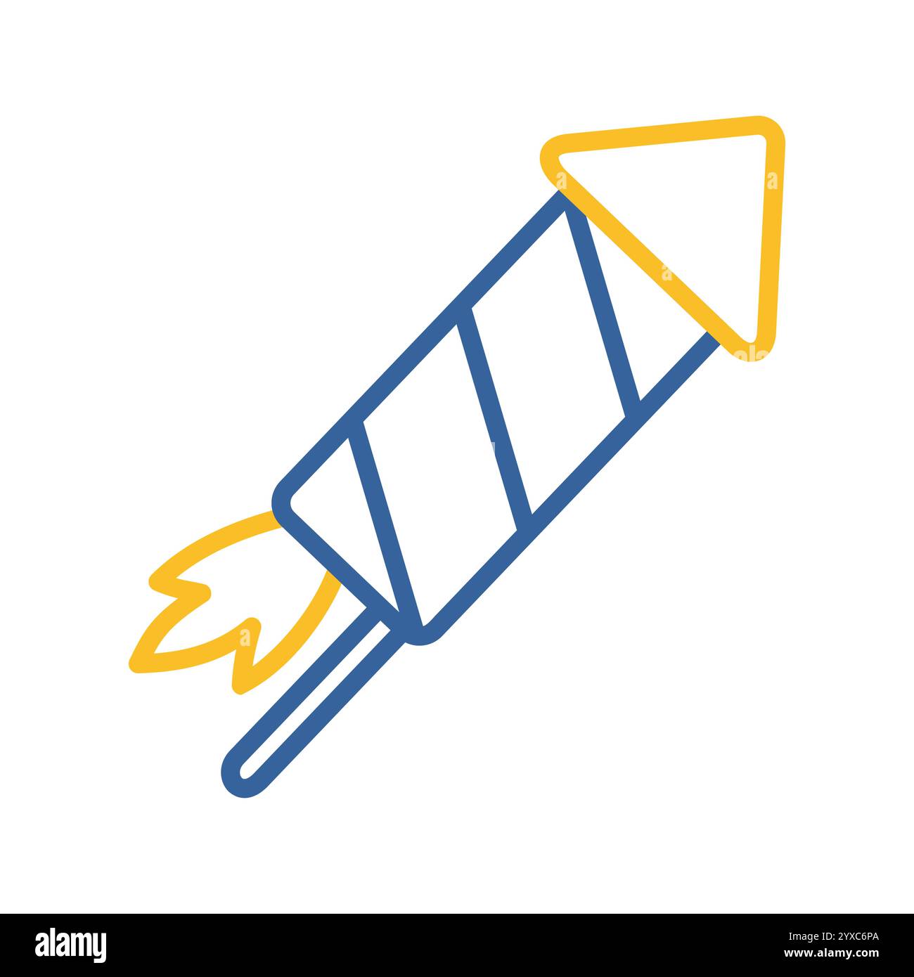 Striped fireworks rocket with a fuse vector icon. Winter sign. Graph ...