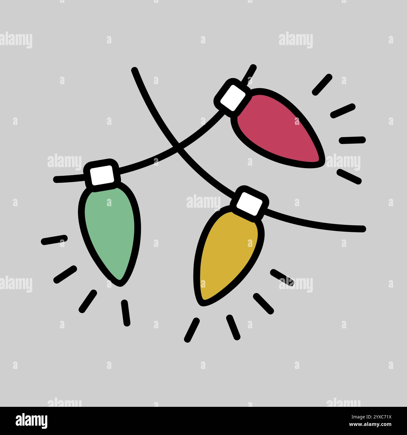Christmas lights garlands with colored bulbs vector icon. Winter sign ...