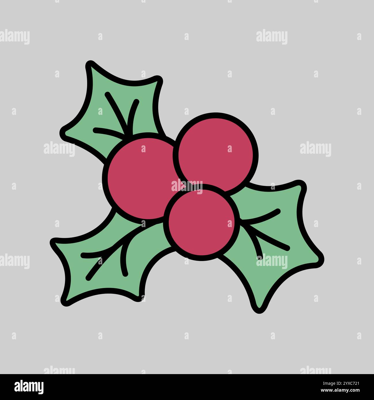 Christmas holly berry vector icon. Mistletoe and leaf. Winter sign ...