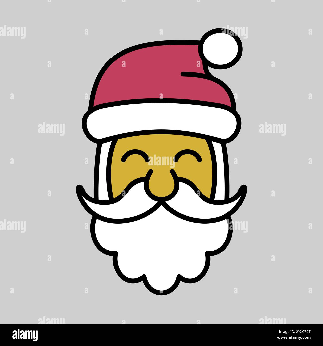 Santa Claus Father Christmas character face vector icon. Winter sign ...