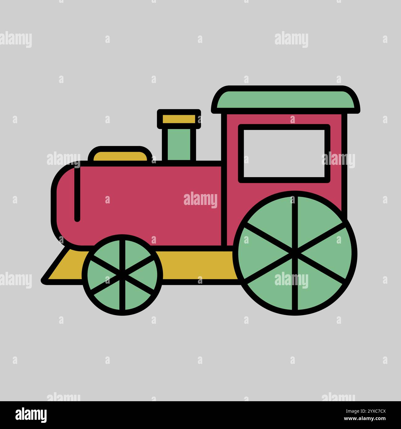 Vintage steam locomotive vector icon. Children's railway transport sign ...