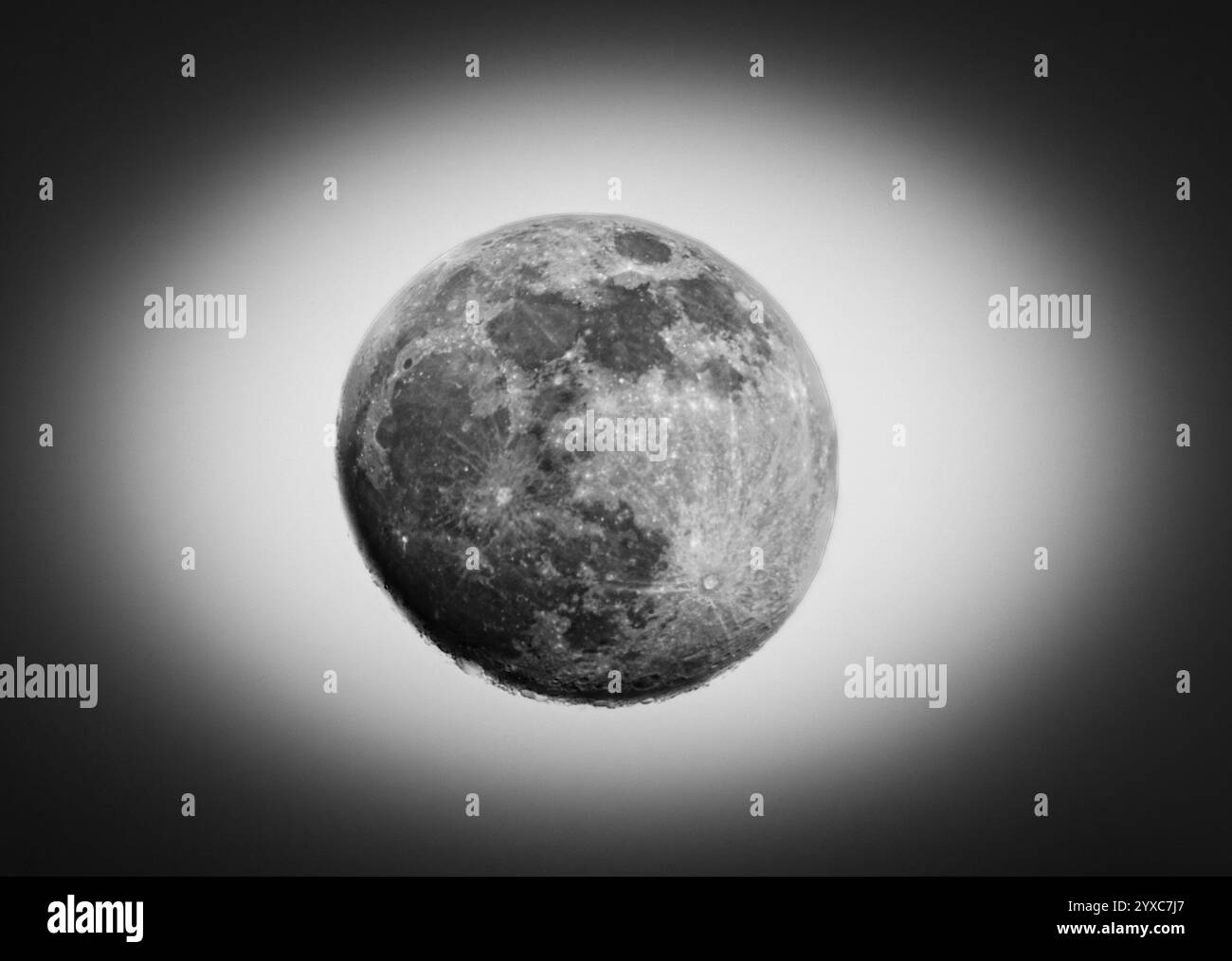 This is a stunning and breathtaking monochrome depiction of a full moon ...