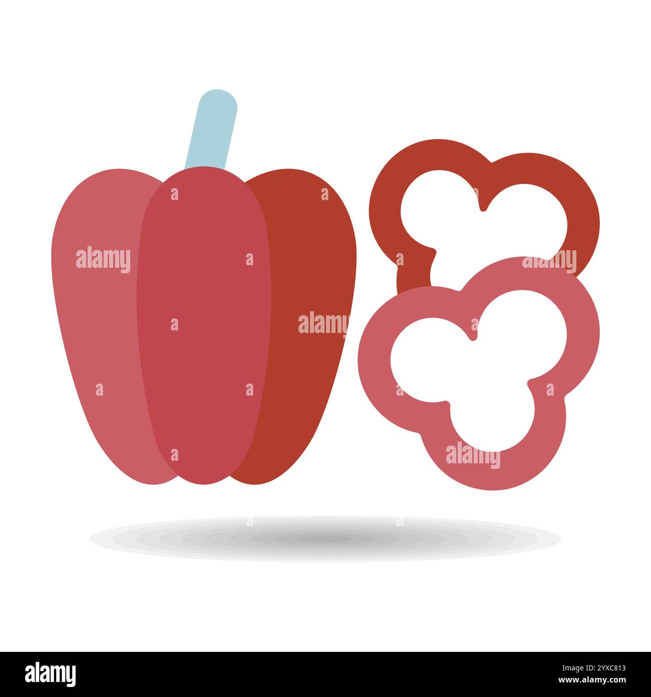 Fresh peppers sliced vector icon. Barbecue and bbq grill sign ...