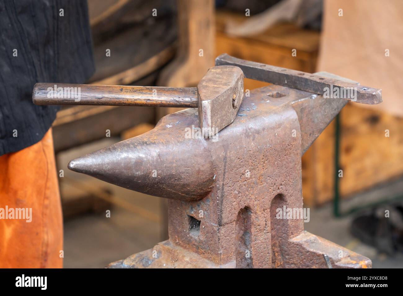 Old Anvil with Hammer in the Blacksmith Shop Stock Photo - Alamy