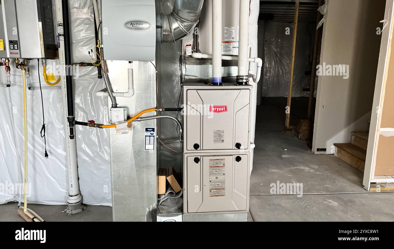 New Construction HVAC System in Residential Home Stock Photo - Alamy