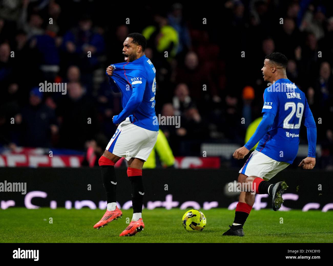 Rangers' Danilo celebrates after scoring his sides third goal during ...
