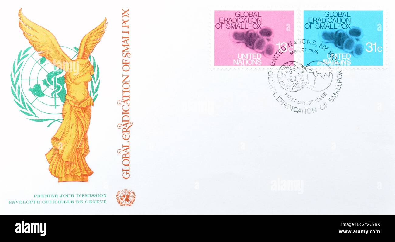 First Day Cover Letter with cancelled postage stamps printed by United ...