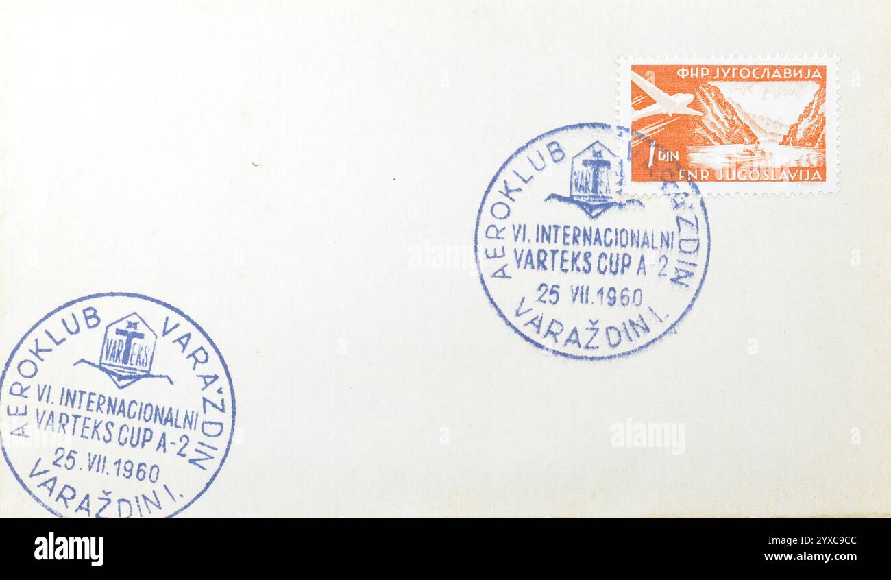 Letter with cancelled stamp printed by Yugoslavia, that shows Danube ...