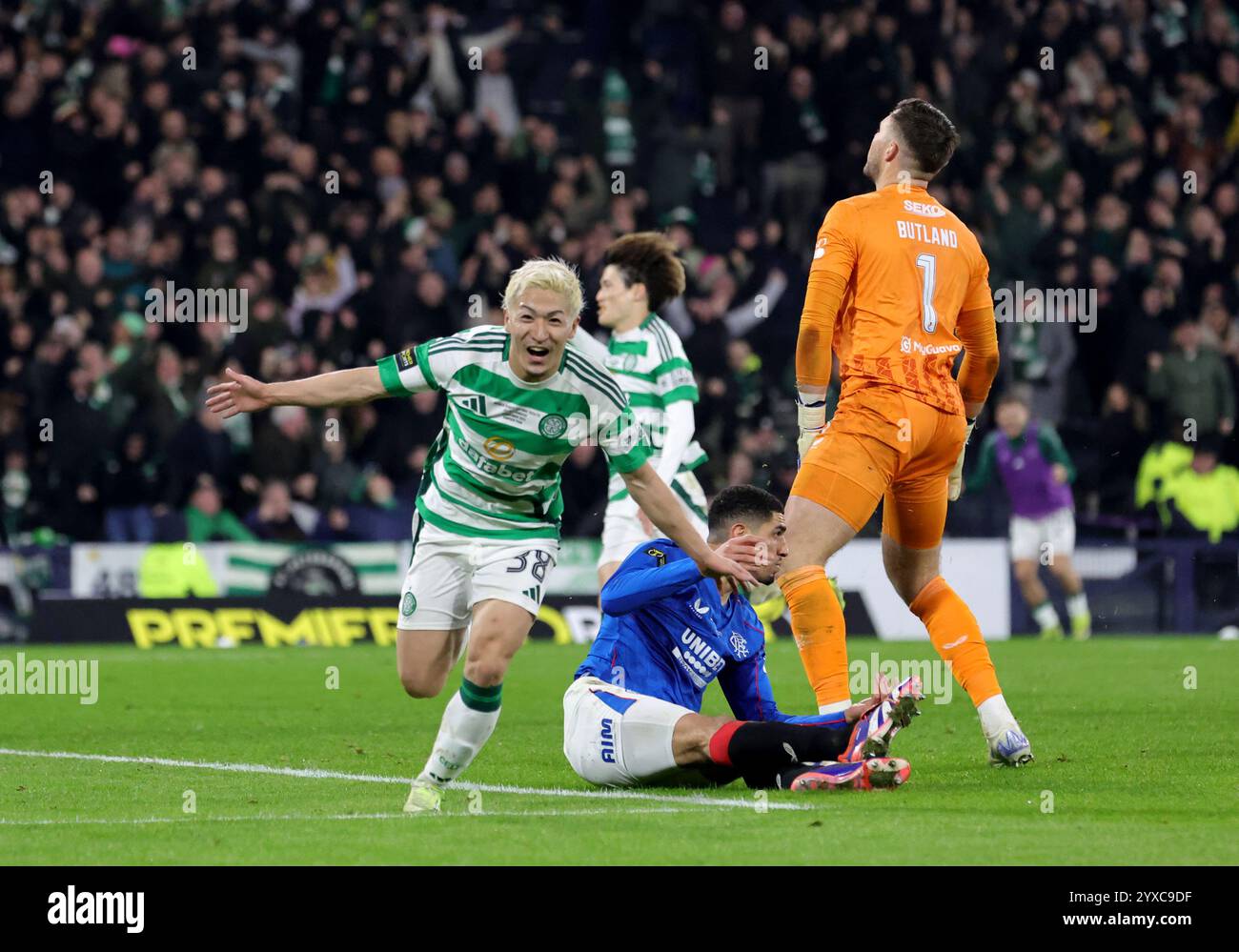 Celtic's Daizen Maeda celebrates scoring their side's second goal of ...