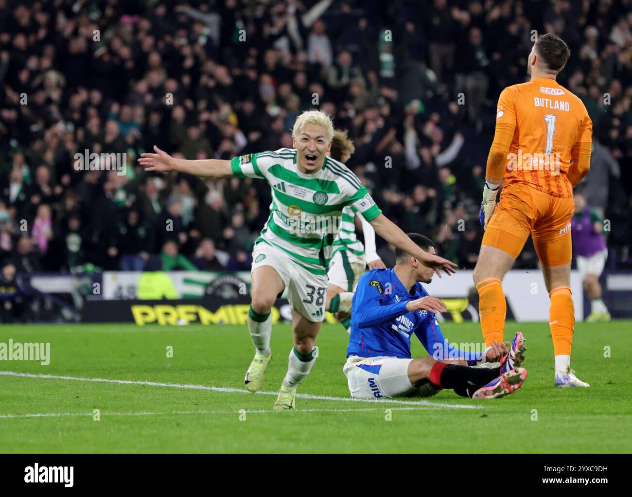 Celtic's Daizen Maeda celebrates scoring their side's second goal of ...