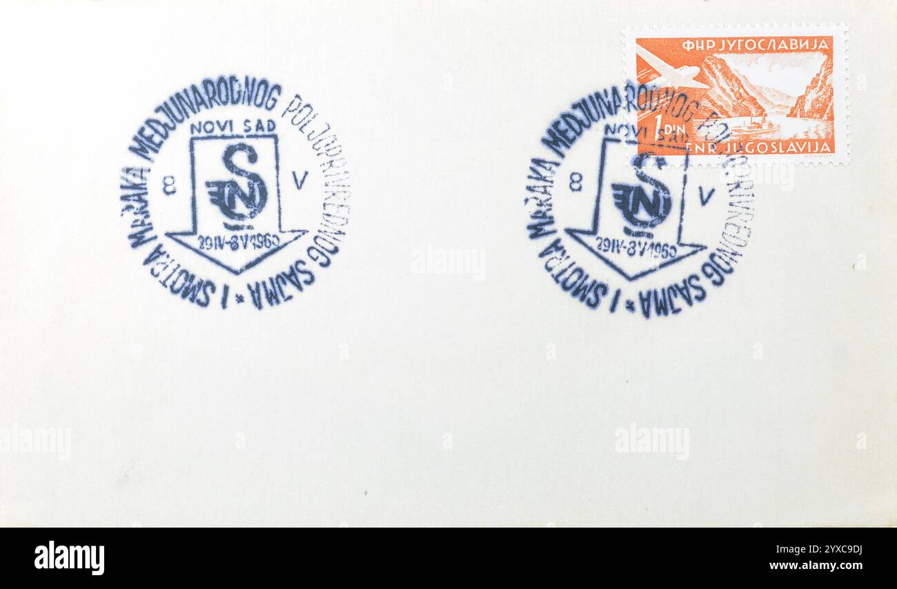 Letter with cancelled stamp printed by Yugoslavia, that shows Danube ...